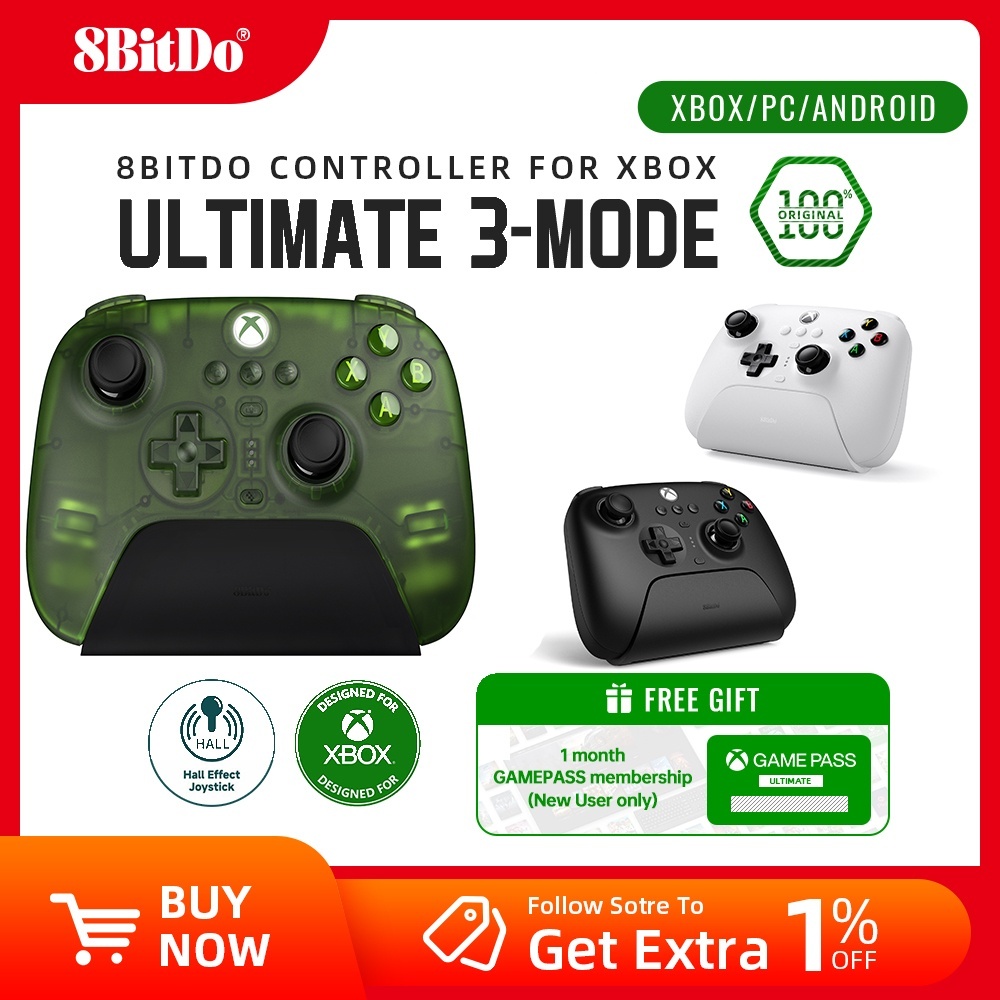 8BitDo Xbox Controller Ultimate เกมแพด 3 โหมด PC ได้รับอนุญาตโดย Microsoft สําหรับ Xbox Series ...