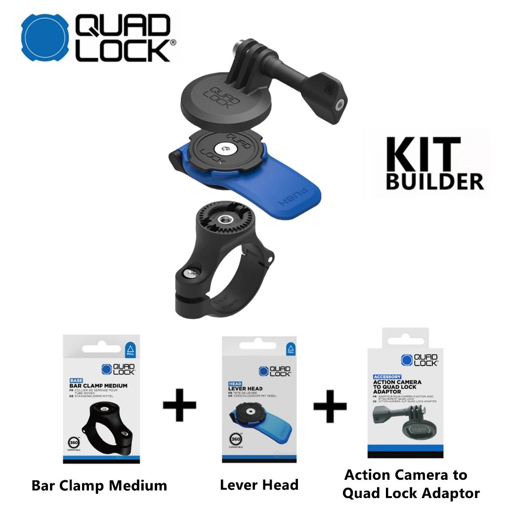 ตัวยึดรถจักรยานยนต์ Quad Locks Quad Lock เป็นกล้องแอคชั่นแคมเมราพร้อมแค ...