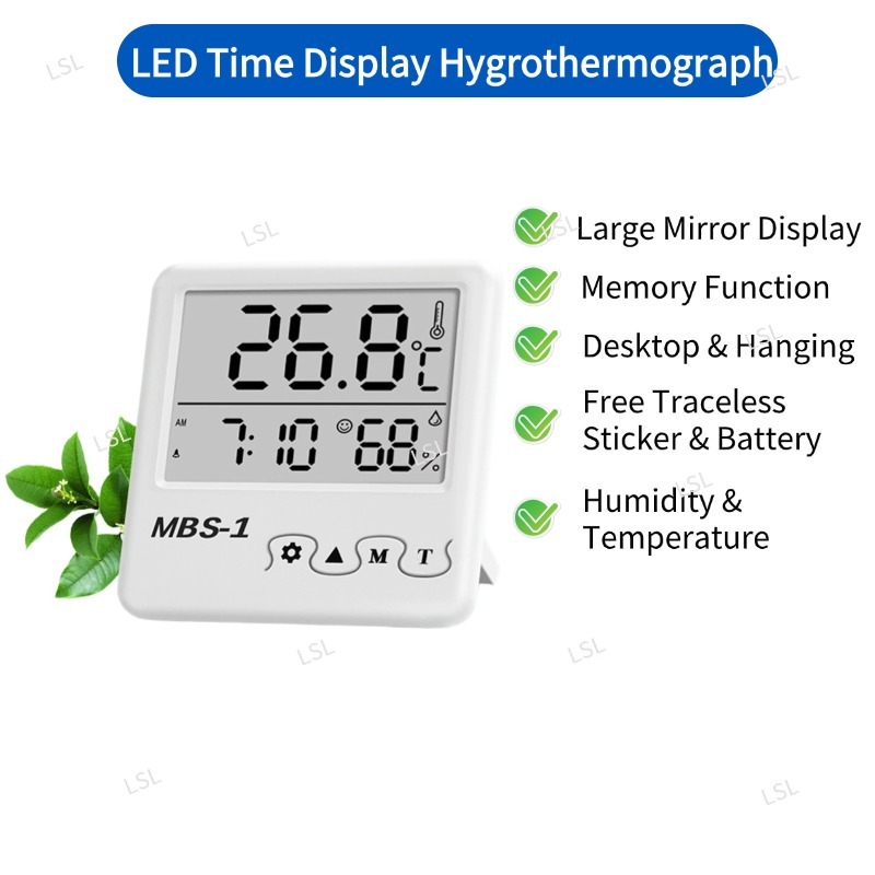 Digital Hygrothermograph Time Display Desktop & Hanging Monitor เครื่อง ...