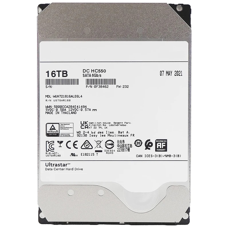 WD DC HC550 3.5 นิ้ว 16TB Enterprise Hard disk SATA III 6 กิกะไบต์ ...