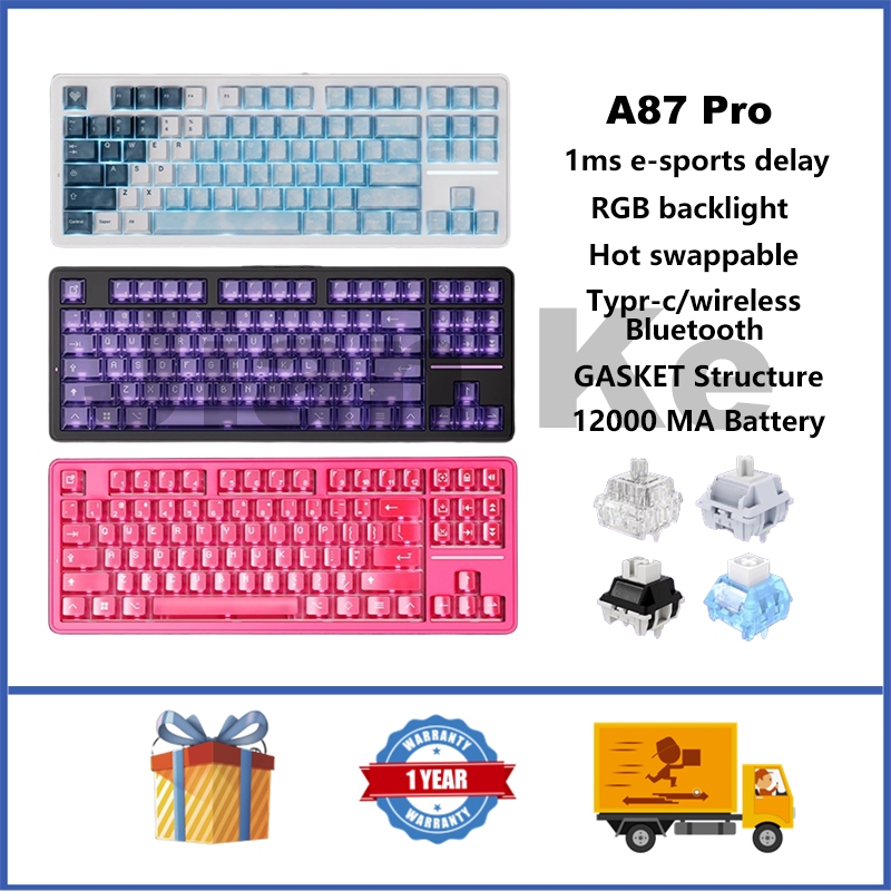 ATK A87 Pro คีย์บอร์ดไร้สาย 75% Hot swappable RGB GASKET คีย์บอร์ดเกมแบบกําหนดเอง | Shopee Thailand