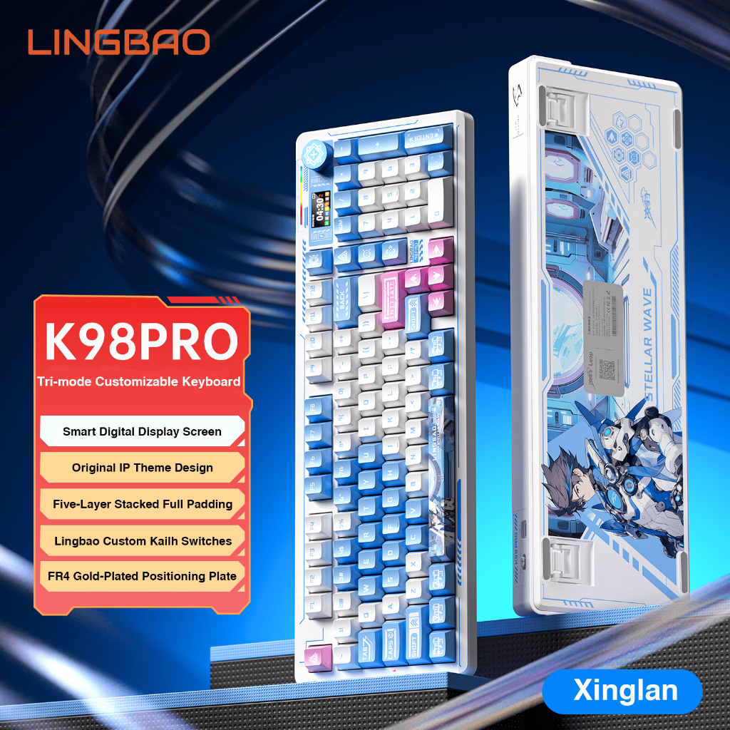 LINGBO K98PRO คีย์บอร์ด 97 คีย์ Tri-mode จอแสดงผล LCD RGB Hot-swap 10000mAh โครงสร้างปะเก็น ...