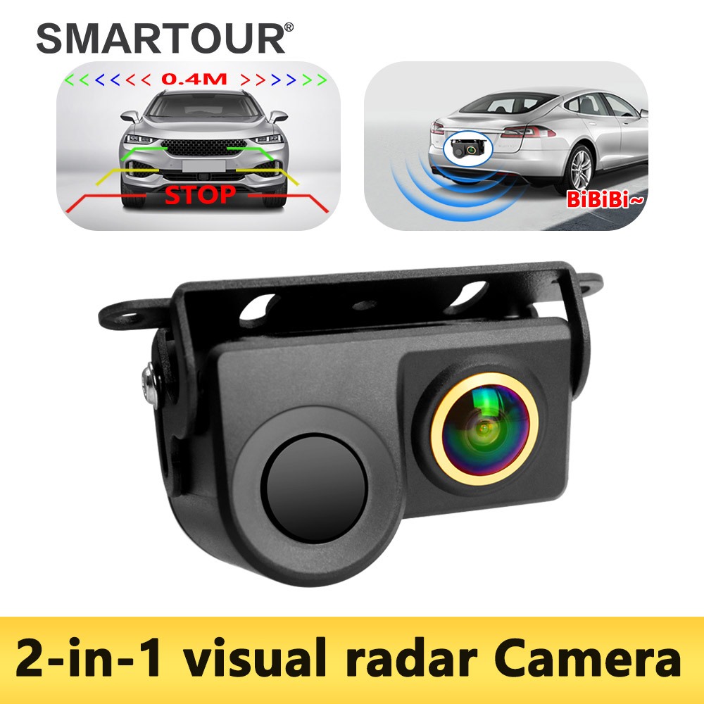 1080P Golden Reversing Radar Sensor Detector Night Vision Universal รถ ...