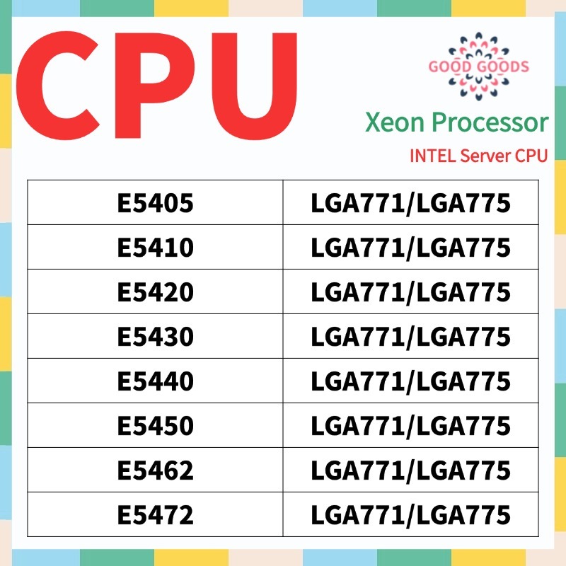 E5405 E5410 E5420 E5430 E5440 E5450 E5462 E5472 INTEL Xeon โปรเซสเซอร์เซิร์ฟเวอร์ CPU LGA771 ...