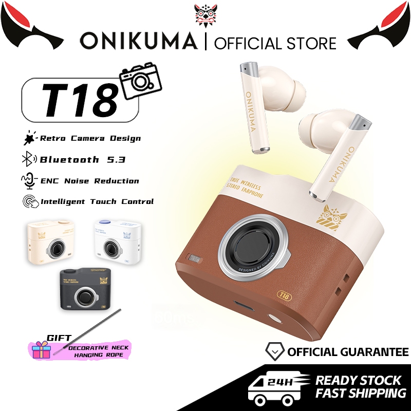 ONIKUMA T18 หูฟังบลูทูธ 5.3 ENC ตัดเสียงรบกวนเสียงรอบทิศทางเพลงหูฟังไร้ ...
