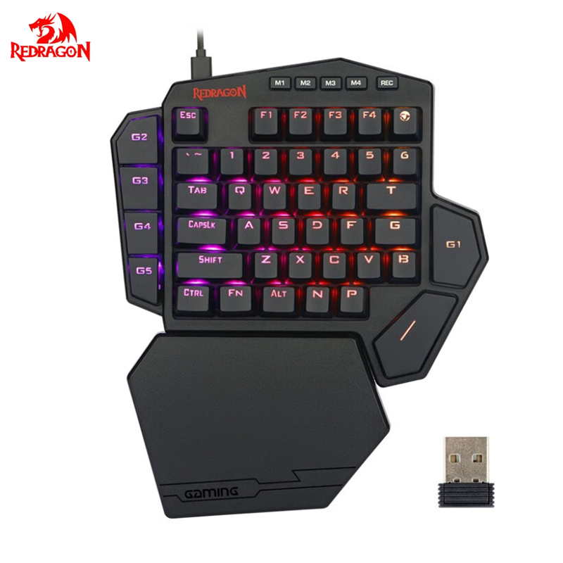Redragon K585 คีย์บอร์ดไร้สายมือเดียว 42 คีย์ 2.4Ghz RGB 40% ปุ่มกด ...