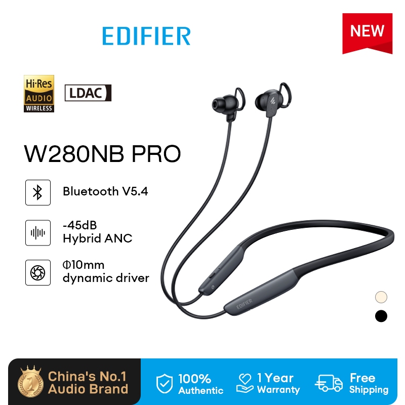 Edifier W280NB Pro หูฟังแบบคล้องคอ -45dB Hybrid Active Noise Cancelling ...