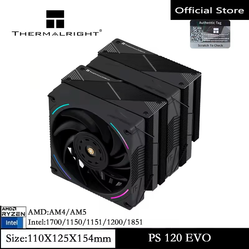 Thermalright PS120 EVO หม้อน้ํา CPU Cooler 76 มม.ท่อความร้อน CPU Air Cooler Dual PWM พัดลม ...