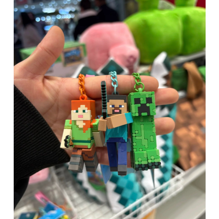 MINISO minecraft My World series ตุ๊กตา 3D พวงกุญแจแขวน Steve Alex ไม้ ...