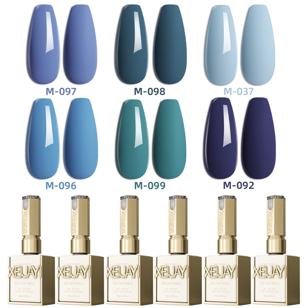 XEIJAYI 15มล ชุดสีฟ้าใหม่ 6 สี สีสันสดใส ติดทนนาน เหมาะกับการทำเล็บ DIY ...