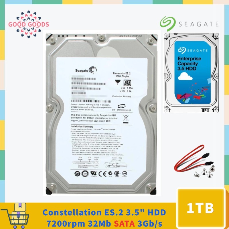 Seagate BarraCuda ES.2 ST31000340NS 1TB 7200 RPM 32MB Cache SATA 3.0Gb/s 3.5" ฮาร์ดไดรฟ์ภายใน ไ ...