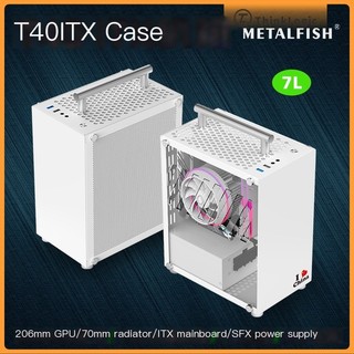 METALFISH T40 Mini ITX แชสซี SFX Power แบบพกพาด้านข้างโปร่งใสสีขาวแชสซี ...