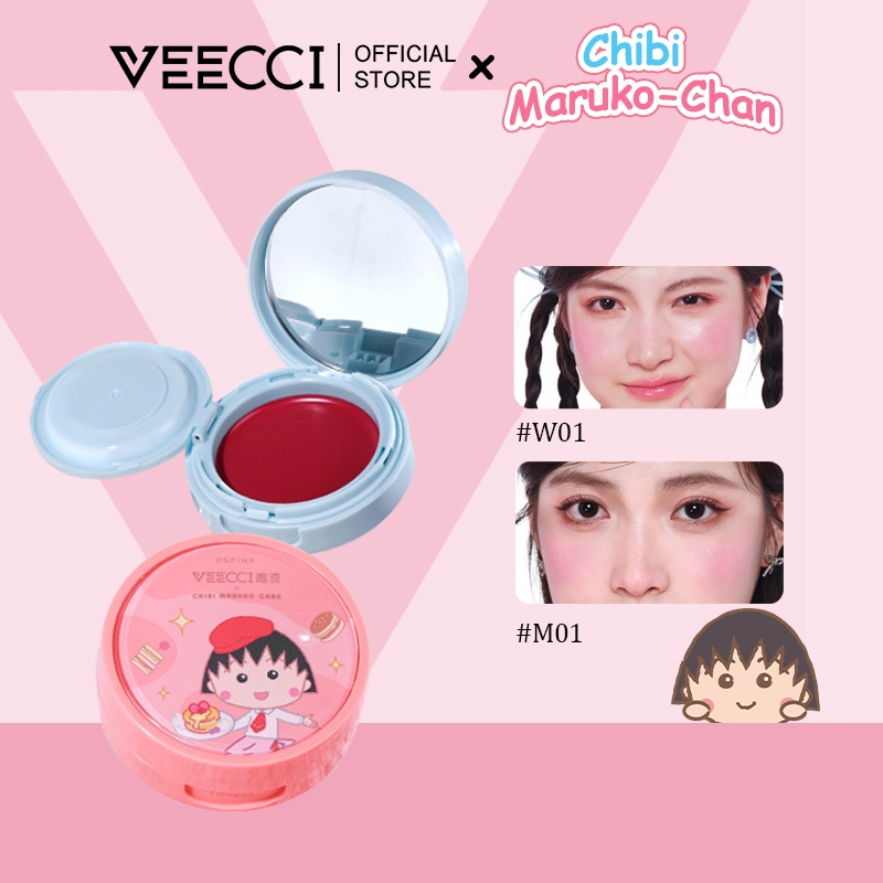 VEECCI x Chibi Maruko-Chan บลัชออน มาพร้อมกับ พัฟแต่งหน้า สดใสขึ้น ผิว อเนกประสงค์ บลัช 3g/4.2g ...