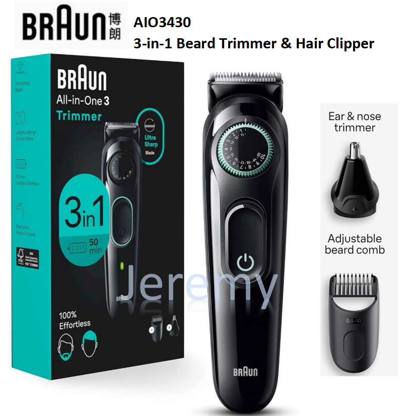 Braun Mens Beard Hair Trimmer Series 3 3430 3 In 1 Multi Grooming Kit ...