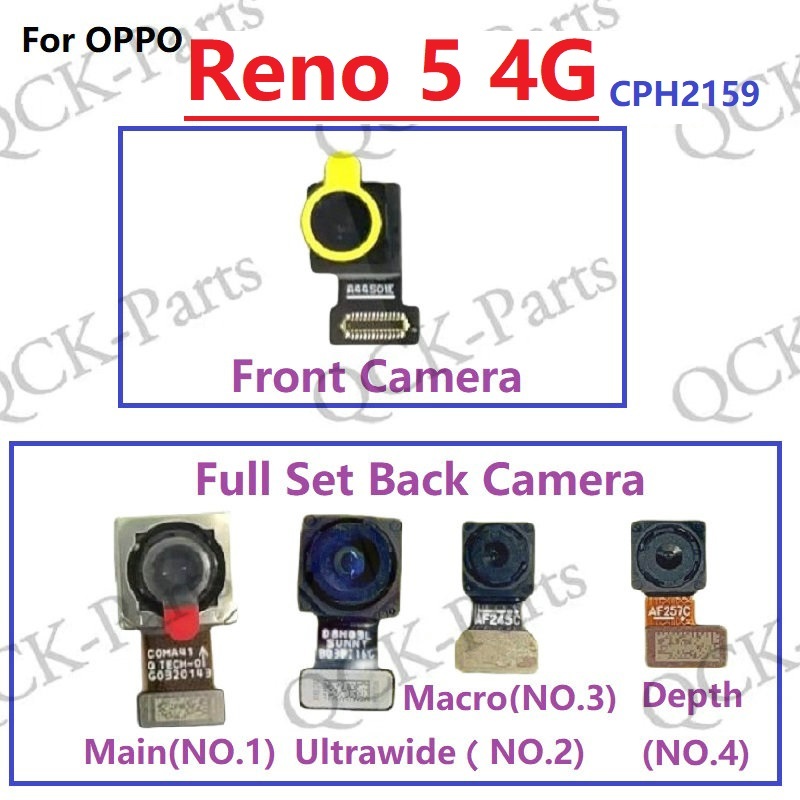 กล้องหน้าสําหรับ OPPO Reno5 Reno 5 4G CPH2159 อะไหล่เปลี่ยนกล้องหลัง ...