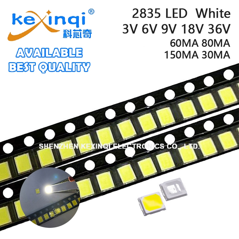 (100 ชิ้น) สีขาว SMD LED 2835 1W 0.2W 0.5W 3V 6V 9V 18V 36V 60MA 80MA 150MA 30MA ไดโอดวัดแสง ...
