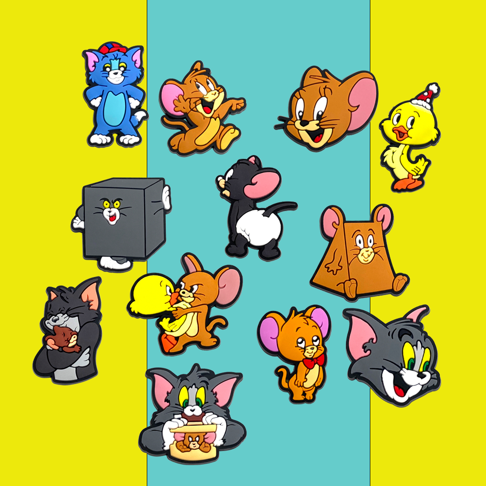 Jibbit 12 สไตล์รองเท้า Charms การกําหนดค่าการ์ตูนแมวและเมาส์รองเท้าแตะ ...