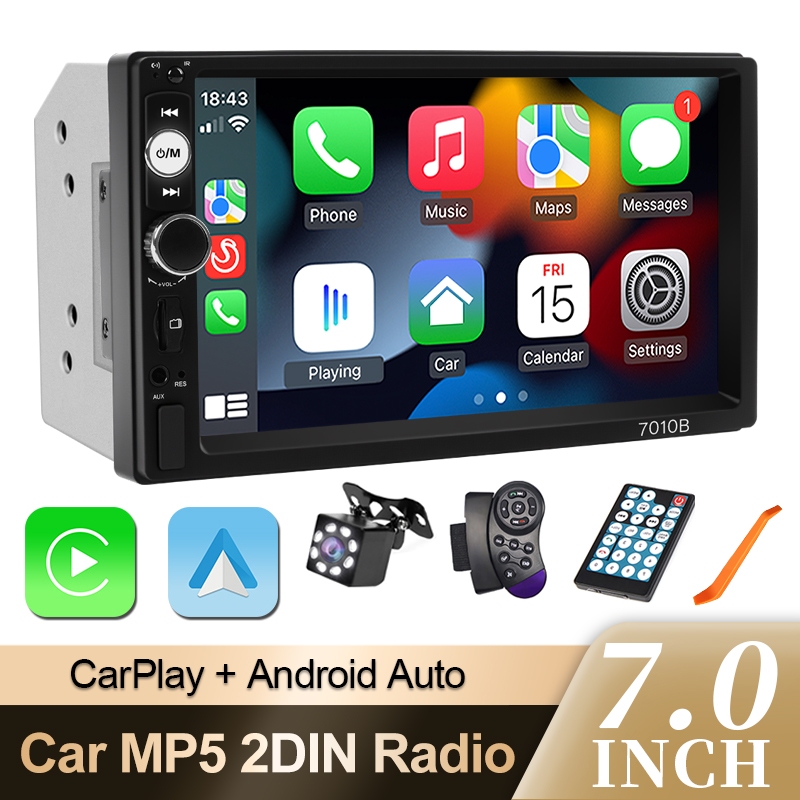 วิทยุติดรถยนต์ Central Multimedia 2 Din Carplay Android Auto 7 นิ้ว MP5 Bluetooth USB/AUX/TF ...