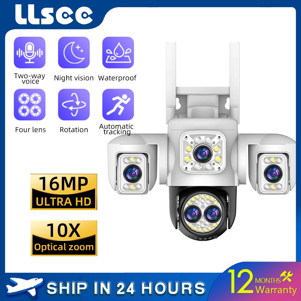 LLSEE Yoosee 8K 4 เลนส์ 16MP 10X Optical Zoom บ้านกลางแจ้ง WIFI ไร้สายกล้องวงจรปิดสมาร์ทติดตาม ...