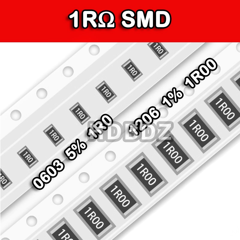 10~100PCS 1RΩ SMD resistance accuracy5%/1% 1R0/1R00/01Y 0603 0805 1206 | Shopee Thailand