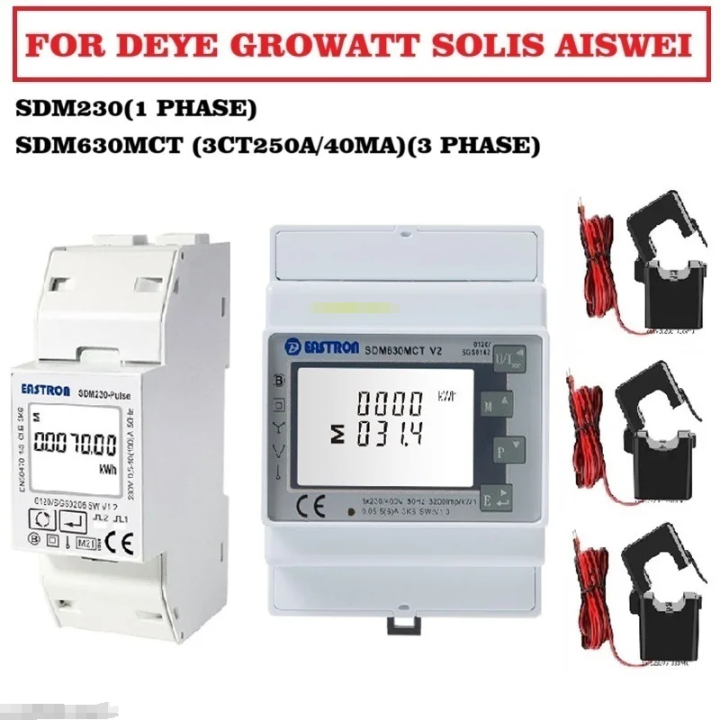 Eastron Growatt Deye สามเฟสป้องกันการไหลย้อนกลับมิเตอร์ SDM630 Modbus ...