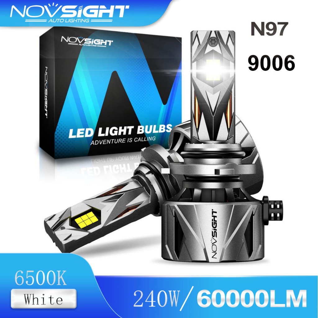 Novsight ความสว่างสูง series N97 ไฟหน้ารถ LED 9006 240W 60000LM 6500K Plug and Play 2 ชิ้นพร้อม ...