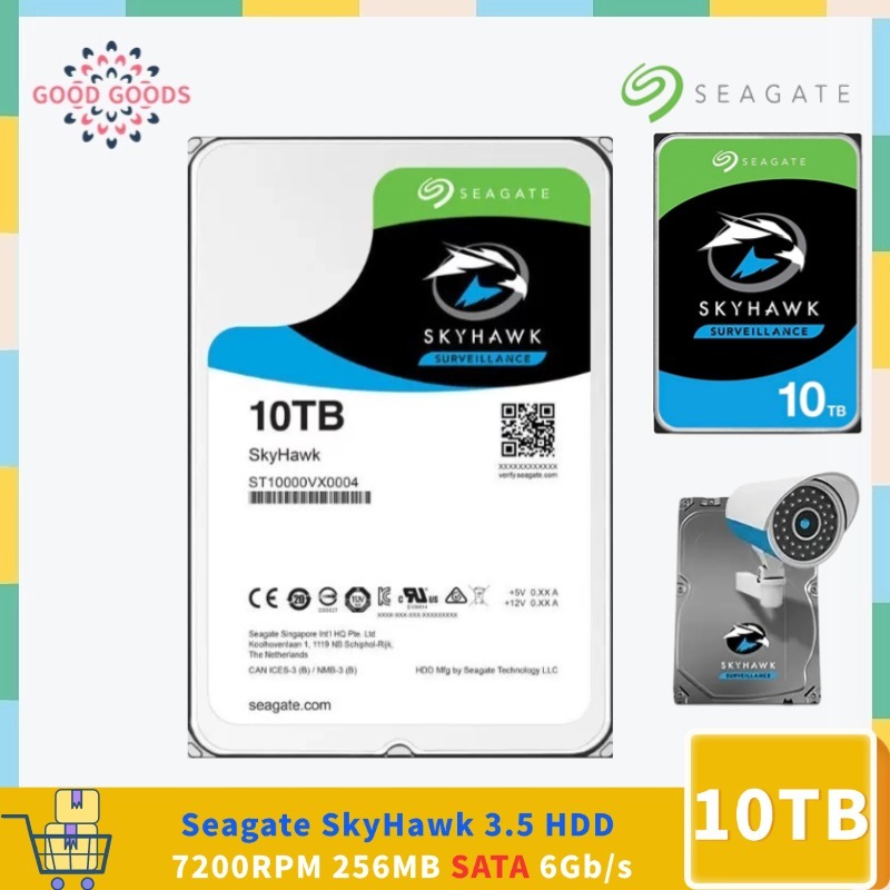 Seagate Skyhawk 10TB ST10000VX0004 การเฝ้าระวังฮาร์ดไดรฟ์ภายใน 3.5 HDD ...