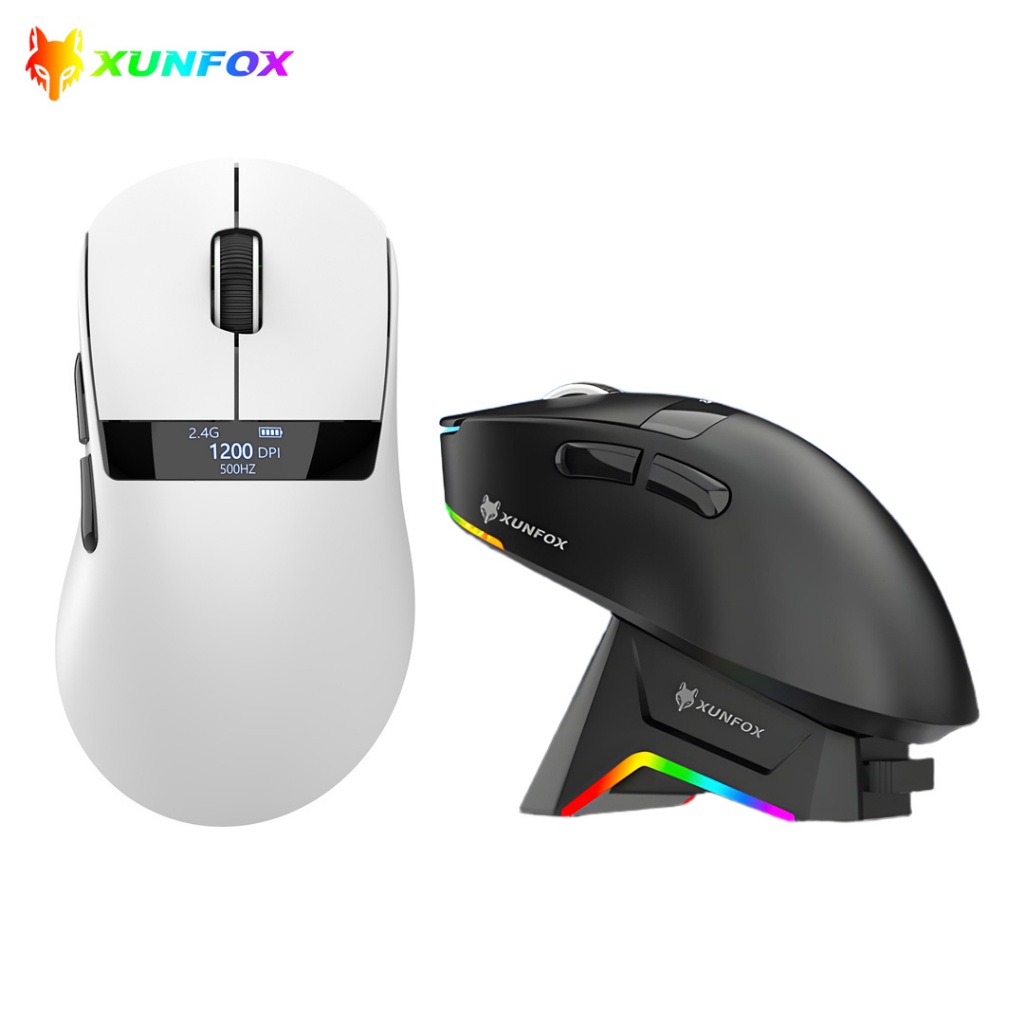 XUNFOX H9 Pro Triple-Mode Wireless Gaming Mouse แท่นชาร์จ 2.4G+BT+แบบมี ...