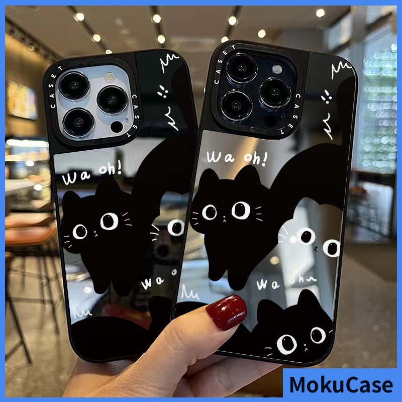 เคสไอโฟน 15/14/13/12/11 Pro max กระจกเงา น่ารัก แมวดำและขาว Compatible Case iPhone 11,12,13,14 ...