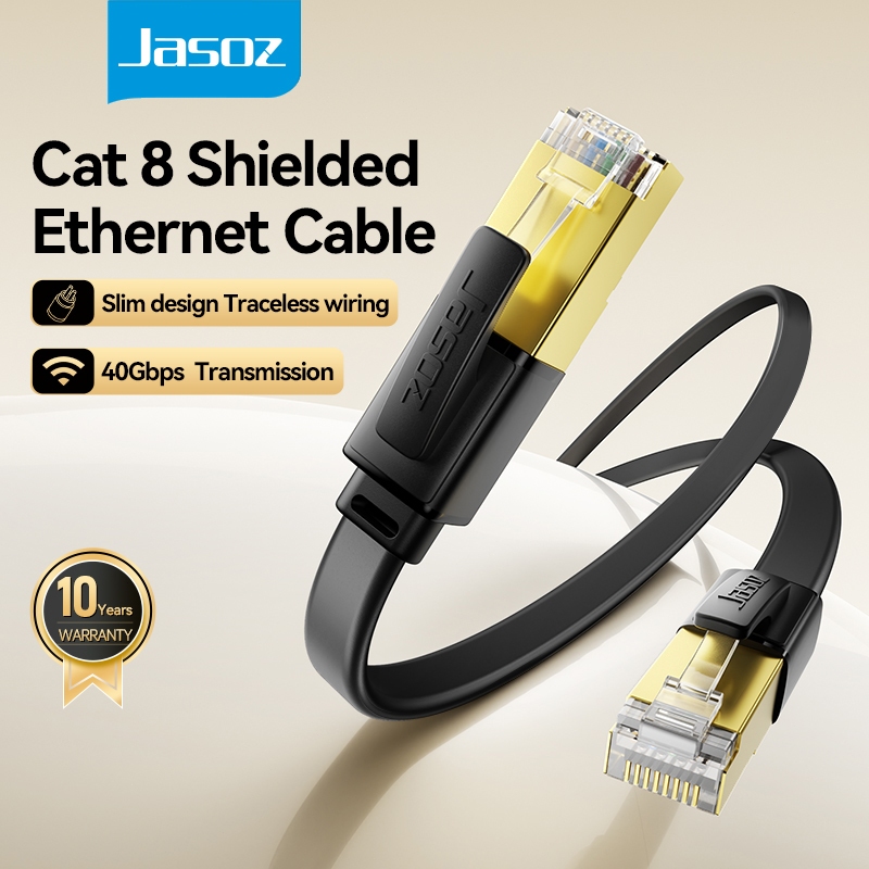 Jasoz Cat8 Ethernet Cable Rj45 40Gbps 2000Mhz Networking Gaming Laptop ...