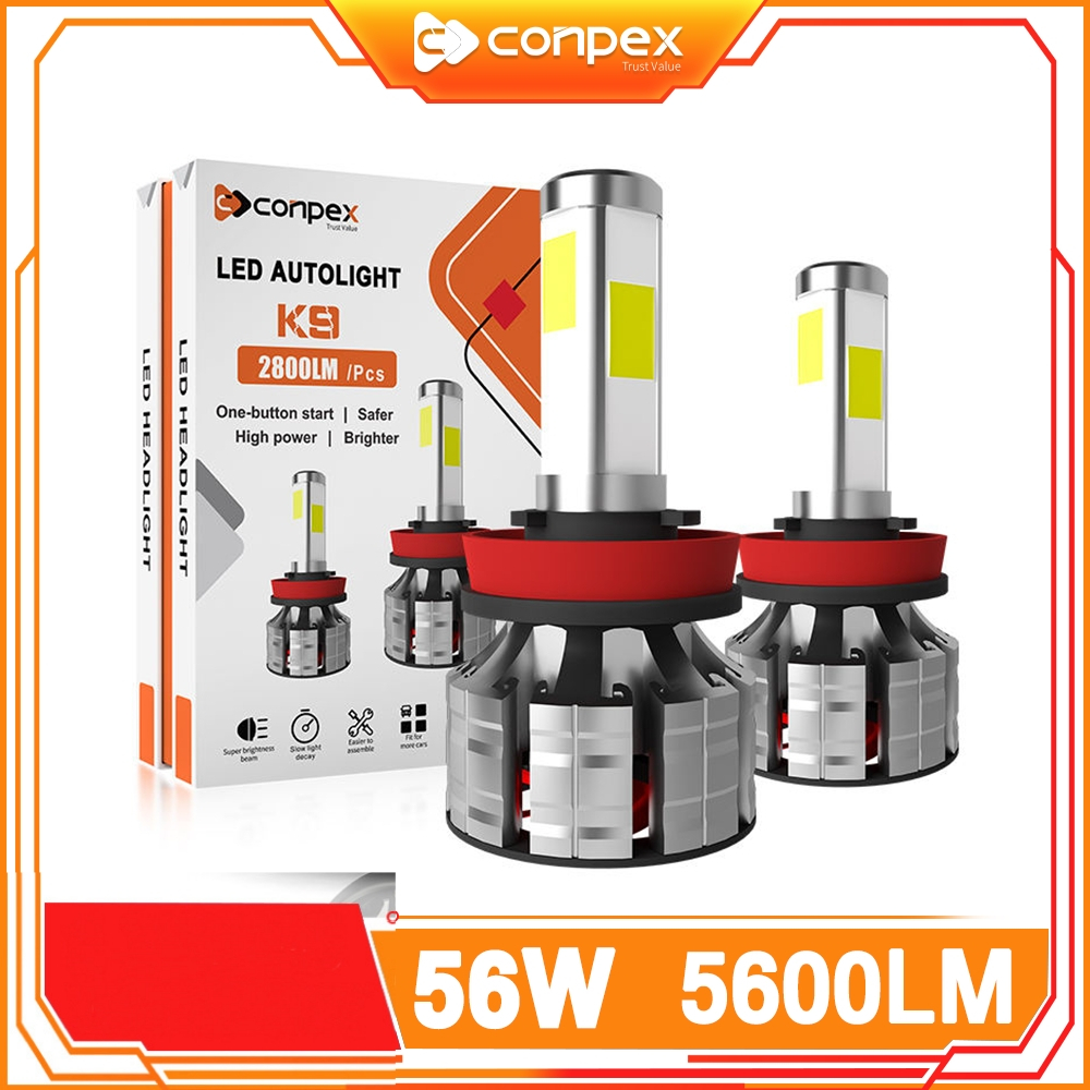 ไฟหน้ารถ CONPEX K9 56W 5600LM 6500K VOLTAGE 9V-30V CURRENT 4A สีขาวสี LED สําหรับรถยนต์ H4 LED ...