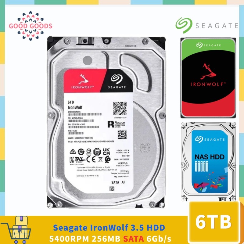 Seagate IronWolf 6TB 3.5 HDD ST6000VN006 5400 RPM 256MB แคช SATA 6Gb/s ...