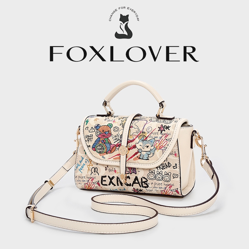 FOXLOVER กระเป๋าสะพายไหล่ผู้หญิง คอลเลกชันกราฟฟิตี สายปรับได้ ดีไซน์แฟชั่น | Shopee Thailand