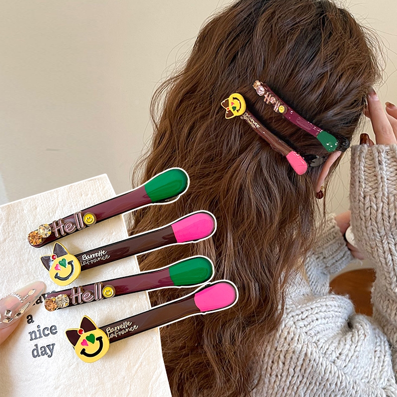 ใหม่น่ารักขนาดใหญ่ Dopamine Contrast สี Hairpin สำหรับหญิงตรงด้านข้าง ...