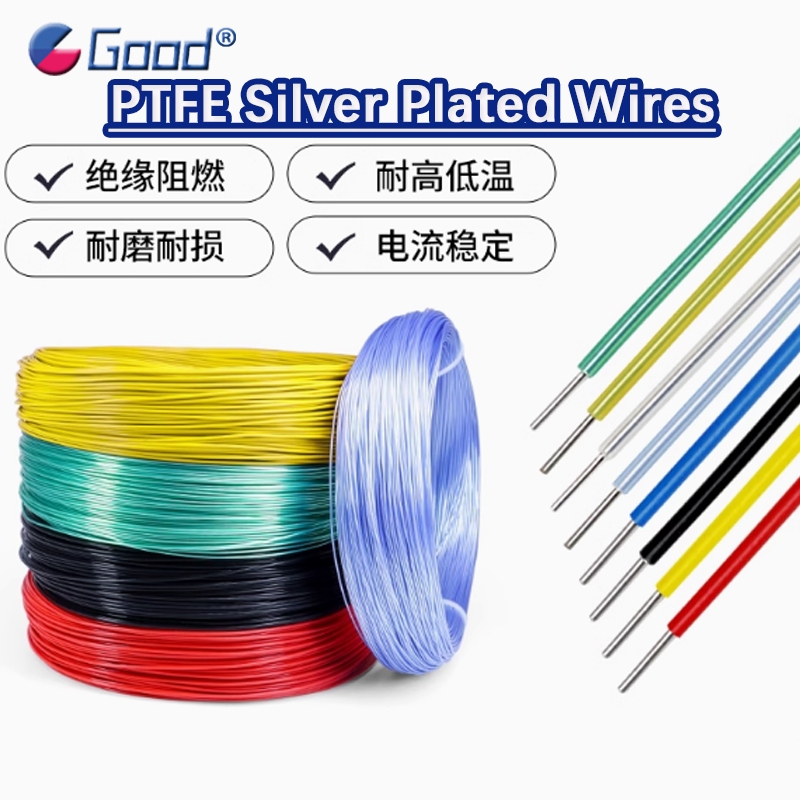 1Meter PTFE Single Core Silver Plated Copper Wire 30 28 26 AWG อิเล็กทรอนิกส์ DIY สาย FEP ...
