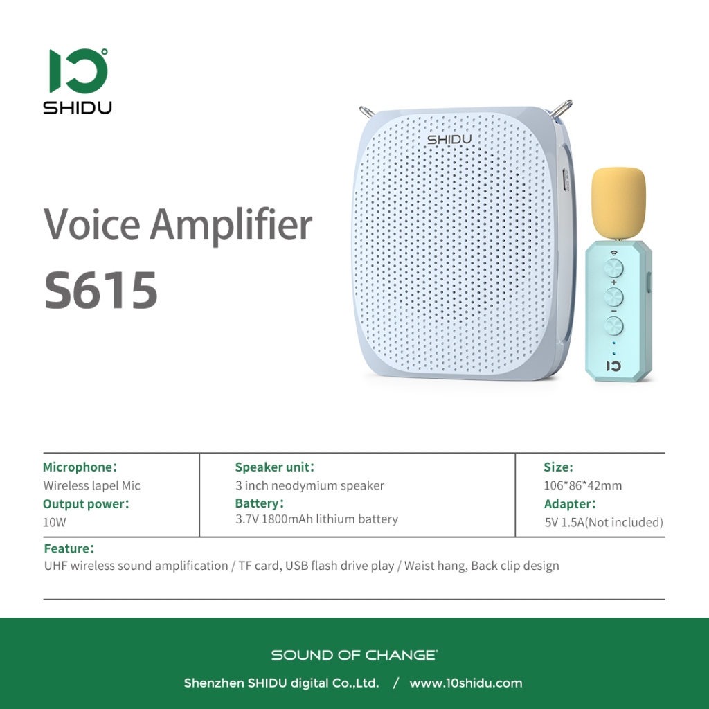 SHIDU ชุดหูฟังไมโครโฟนไร้สาย S615 2.4G ไมค์ช่วยสอนไมค์หนีบปก ไมค์ไร้สายช่วยสอนสำหรับครูอาจารย์ ...