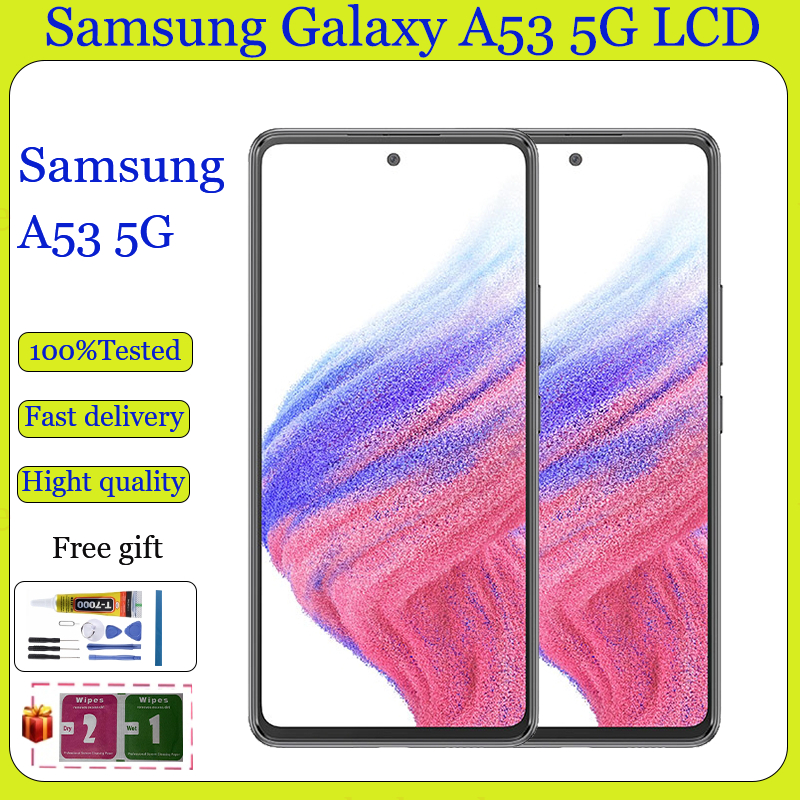 Original AMOLED Samsung Galaxy A53 5G จอแสดงผล LCD หน้าจอสัมผัสพร้อมการ ...