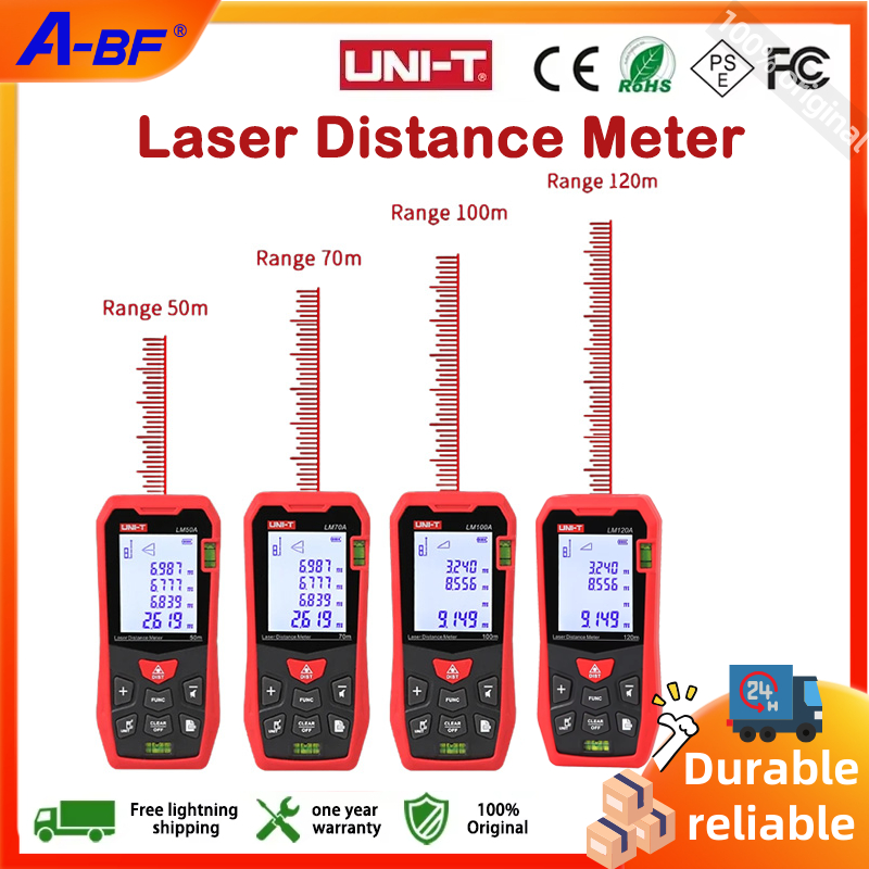 UNI-T เลเซอร์เรนจ์ไฟ LM50A LM70A LM100A LM120A เลเซอร์วัดระยะทาง Digital Range Finder เทปวัด ...