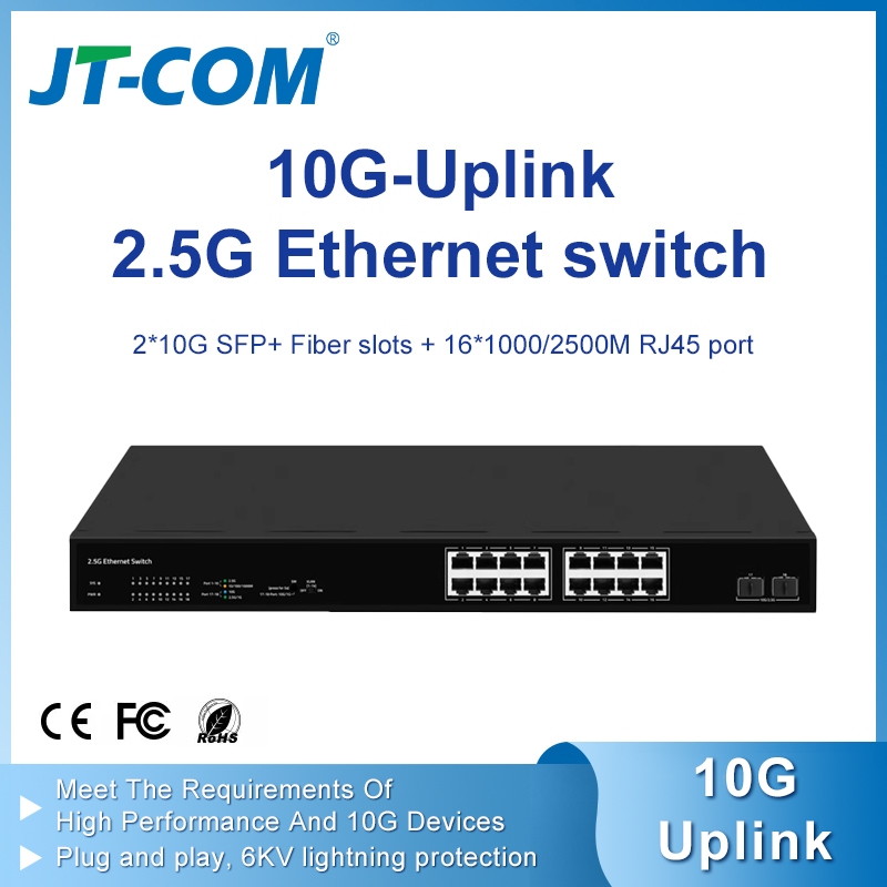 JT-COM 18-Port 10G Uplink Unmanaged Ethernet Switch 2 SFP + 16 พอร์ต ...