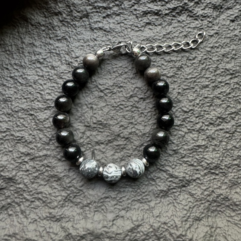 Hip-hop Ice Cube Pearl Chain Bracelet - เหล็กไทเทเนียม Unisex Stackable ...