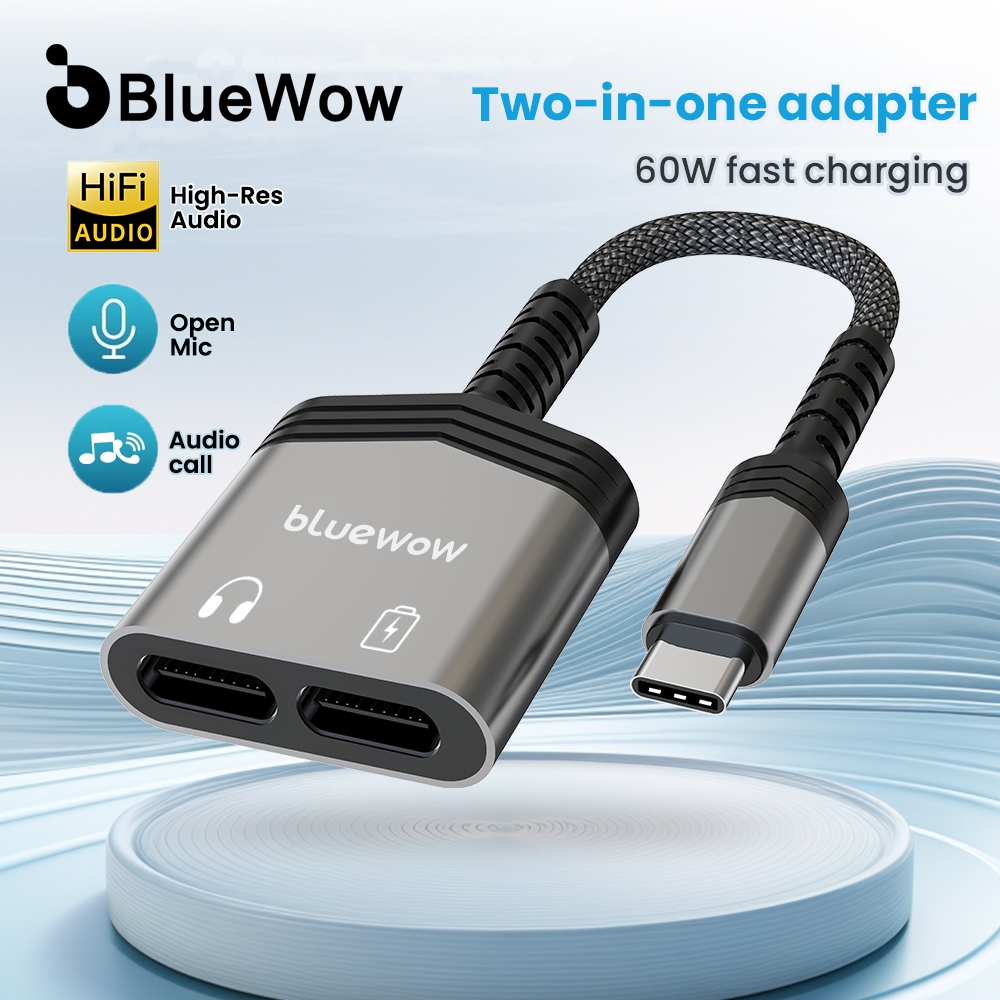 BlueWow อะแดปเตอร์ 2 In 1 Type C Audio แจ็ค 3.5 มม.ชาร์จสายหูฟัง Aux 2 In 1 Splitter | Shopee ...