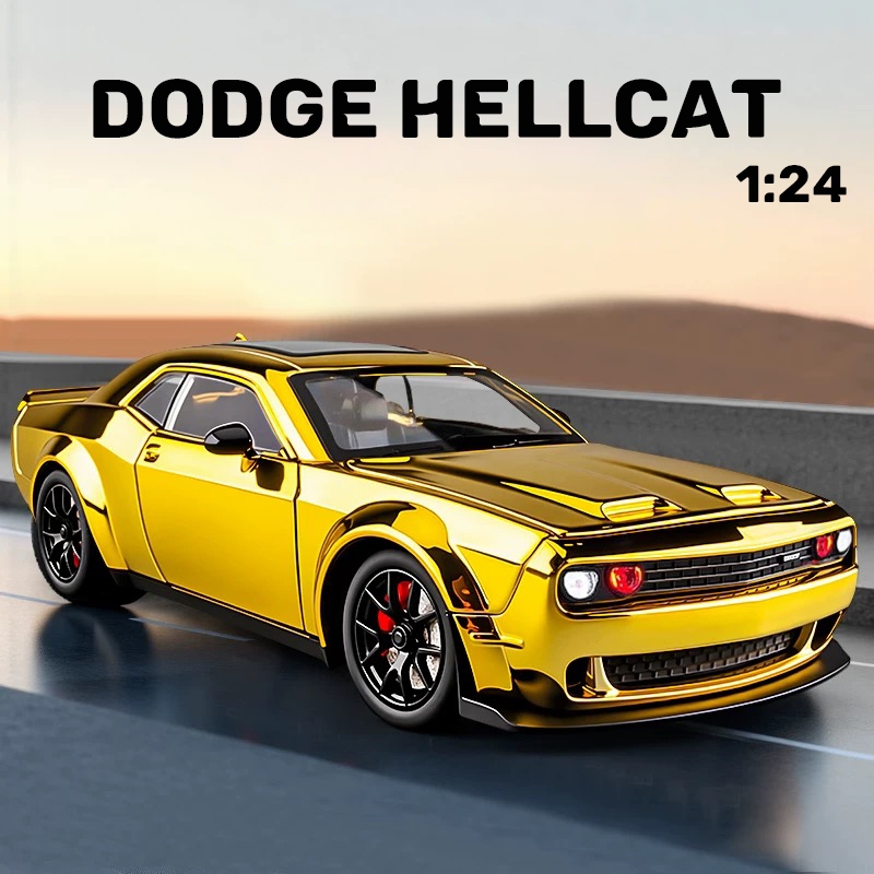 1:24ขนาดDodge Hellcatรถรุ่นDiecastรถของเล่นสําหรับเด็กผู้ชายวันเกิดของ ...