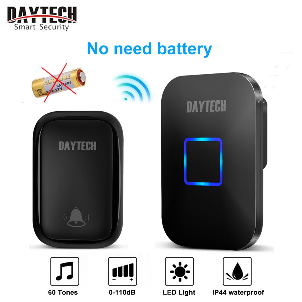 Daytech กริ่งไร้สาย ออดประตูไร้สาย ไม่ต้องใช้แบตเตอรี่ กันน้ํา ปลั๊ก US ระยะ 150เมตร 0-110dB ...