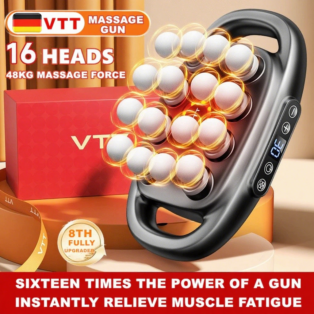 (Out of stock)เยอรมนี VTT 16หัวไร้สายนวดปืนชาร์จสําหรับไหล่, หลัง, คอ ...