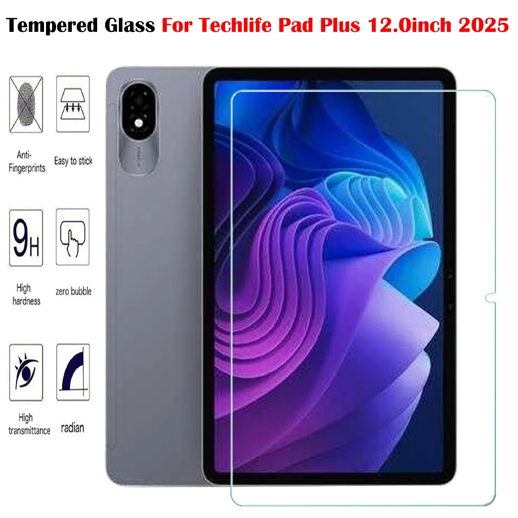 สําหรับ Techlife Pad Plus 12.0 นิ้ว 2025 9H ความแข็งกระจกนิรภัยป้องกัน ...