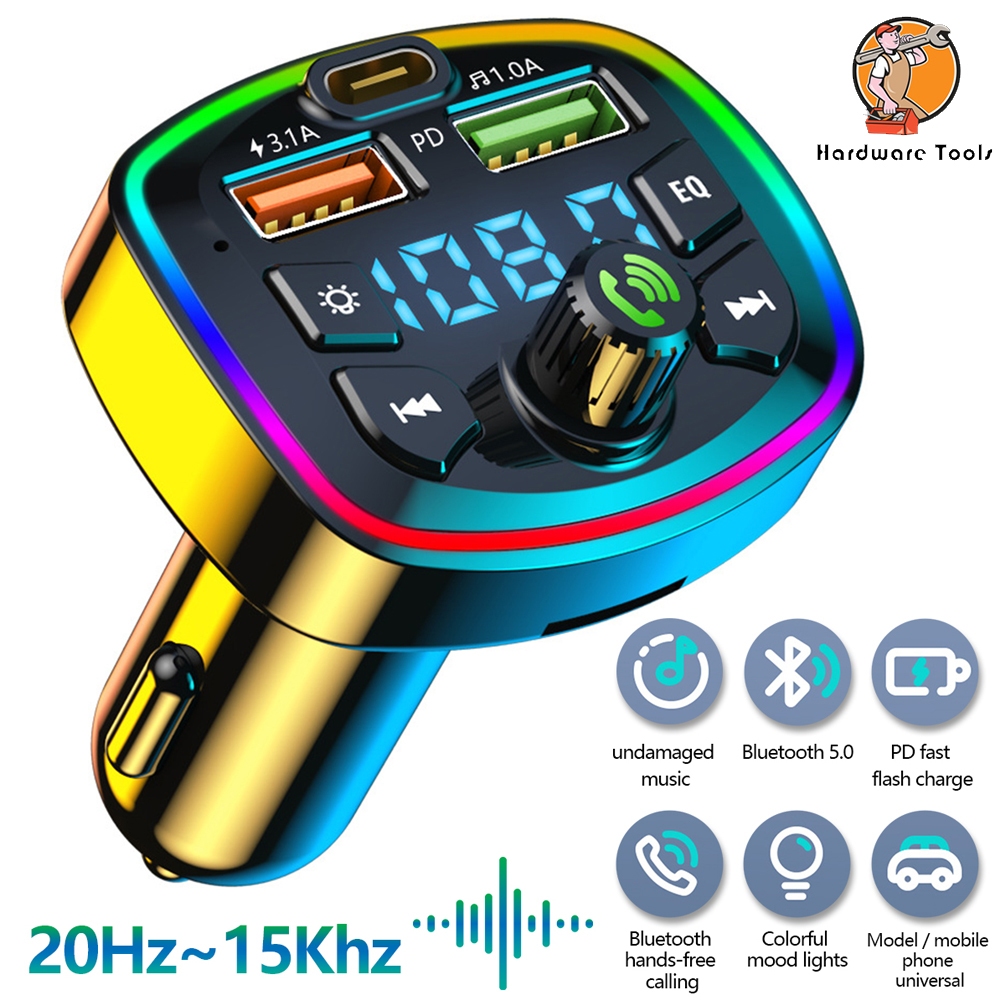 เครื่องเล่น MP3 ในรถยนต์ Bluetooth 5.0 เครื่องส่งสัญญาณ FM พร้อมเครื่องชาร์จ USB และอินเทอร์เฟซ ...