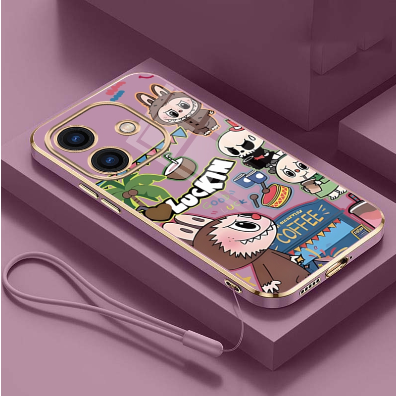 OPPO A5 5G A5i A5x A5 Pro 5G A5i Pro Square Edge Case Coconut Labubu ...
