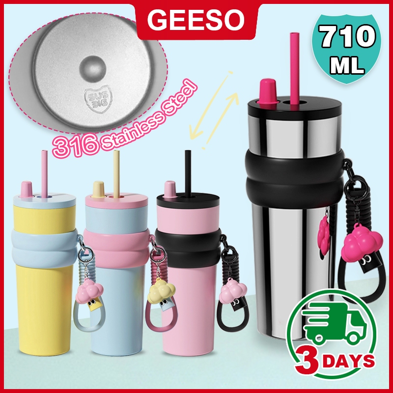 GEESO 710ML Thermal Cup With Straw ฟางถ้วยเก็บความร้อน จุขนาดใหญ่ 316 ...