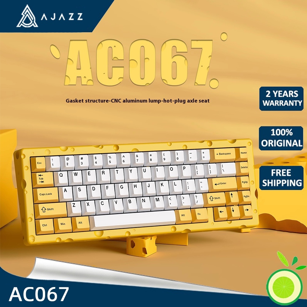 AJAZZ AC067 ชีสธีมที่กําหนดเองคีย์บอร์ดแบบกลไกเกมปะเก็นโครงสร้างปลั๊ก ...