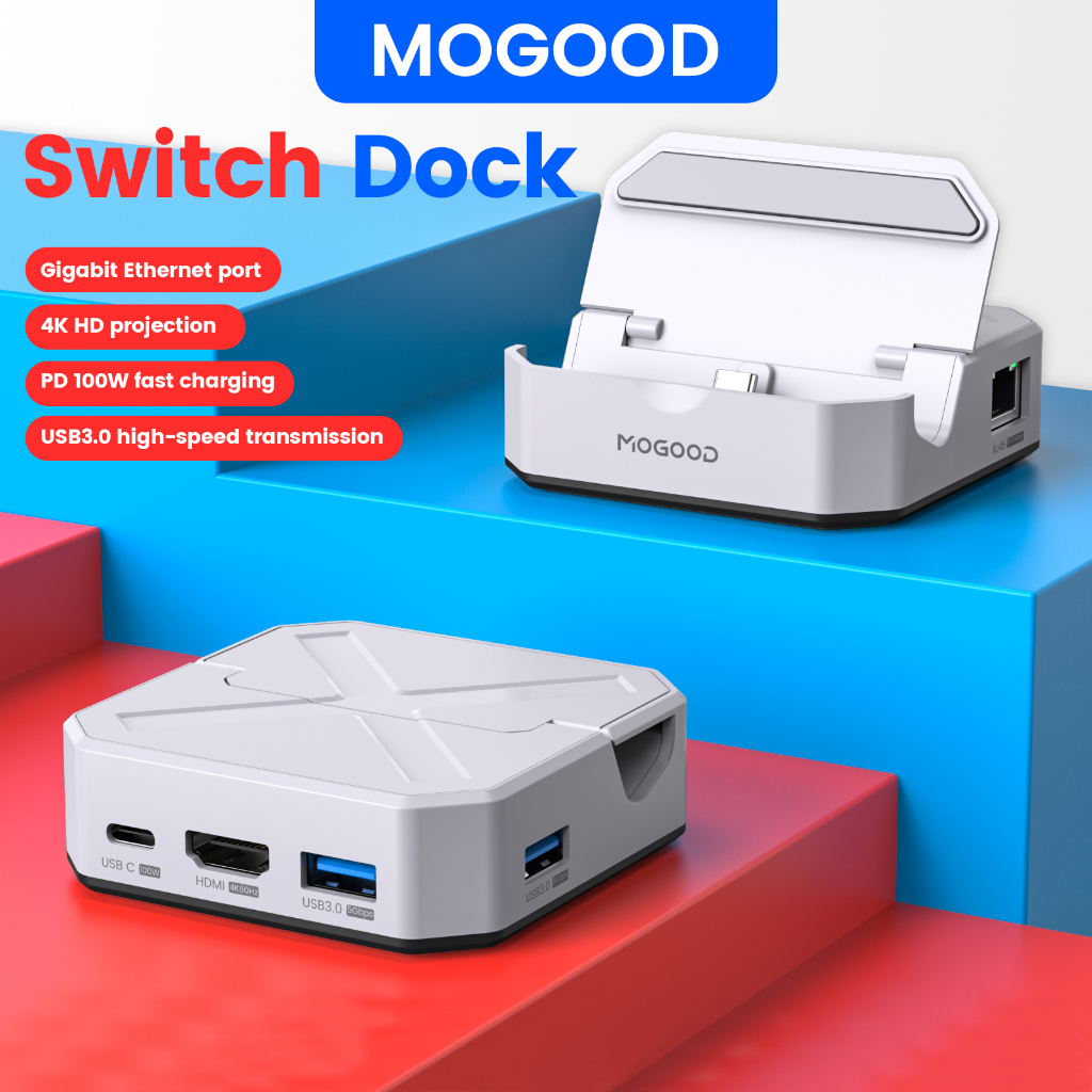 MOGOOD Switch dock ,Gigabit RJ45 พอร์ตอีเธอร์เน็ต, แท่นชาร์จทีวี, 4K60HZ, รองรับสวิตช์/สวิตช์ ...